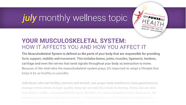JULY: Musculoskeletal Health?! What’s That? – Alabama Power | nourish