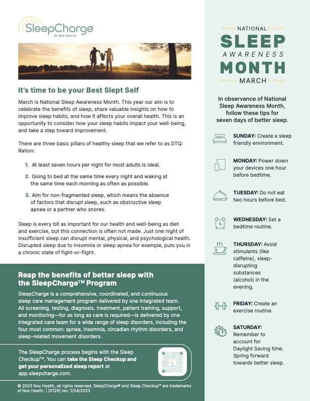 March is National Sleep Awareness Month | nourish